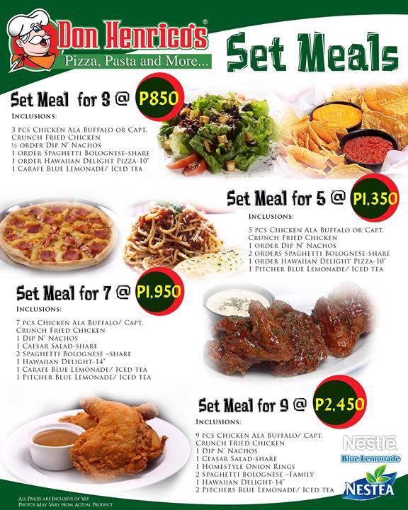 Set Meals - Don Henrico's Promos & Deals | Vozzog.com - where food ...